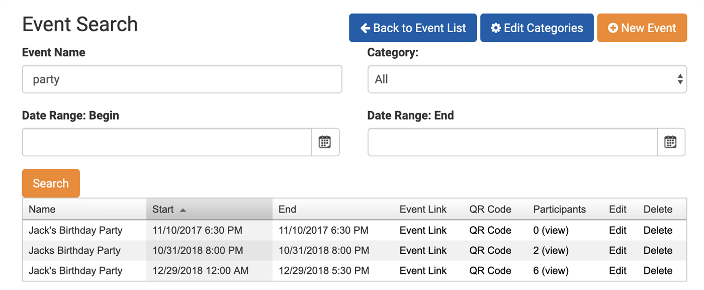 Event Search